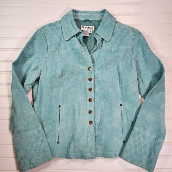 NorthStyle | Jackets & Coats | Northstyle Aqua Blue Sueded Leather ...
